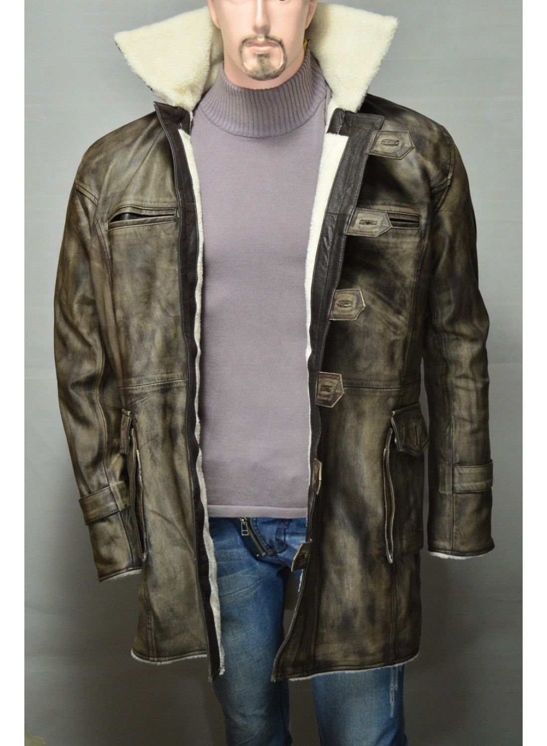 Distress Brown Metallic Bane Coat - Premium Quality Leather