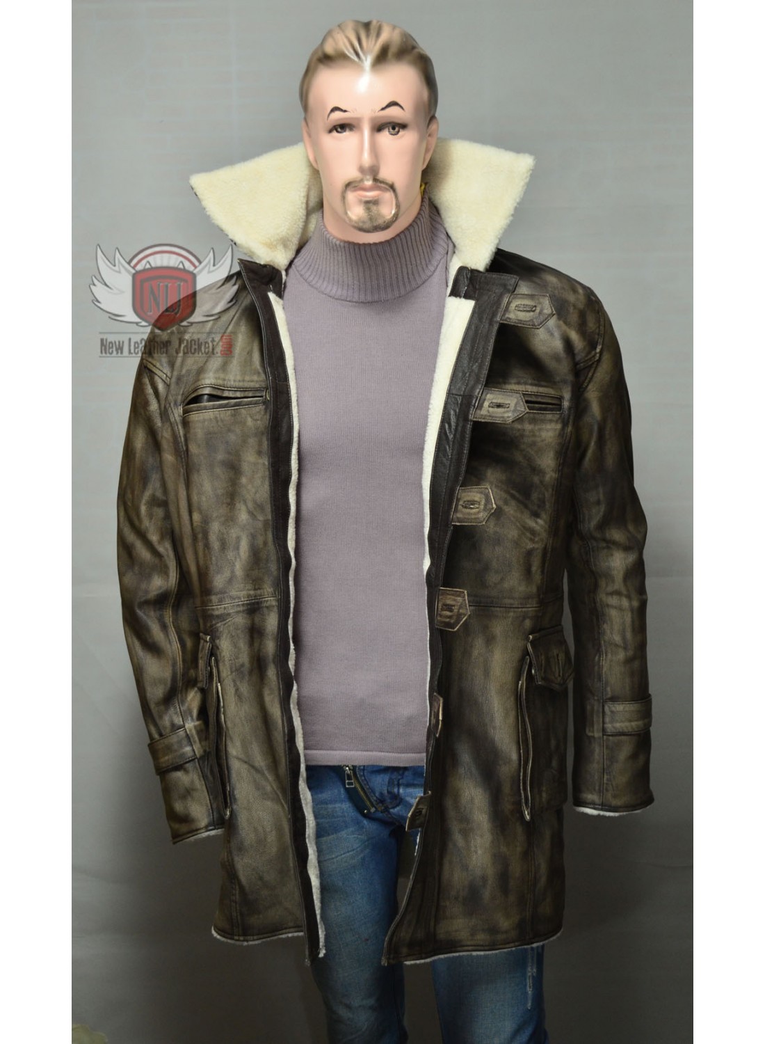 Distress Brown Metallic Bane Coat - Premium Quality Leather