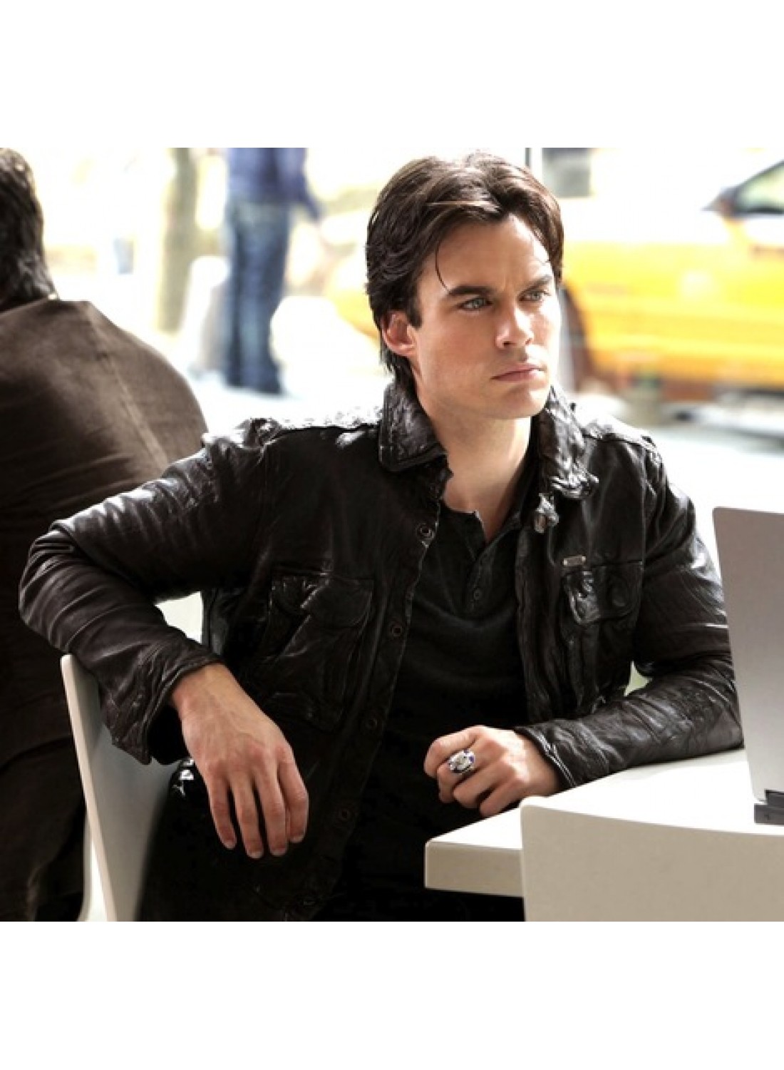 The Vampire Diaries Season 2 Damon Salvatore Leather Jacket