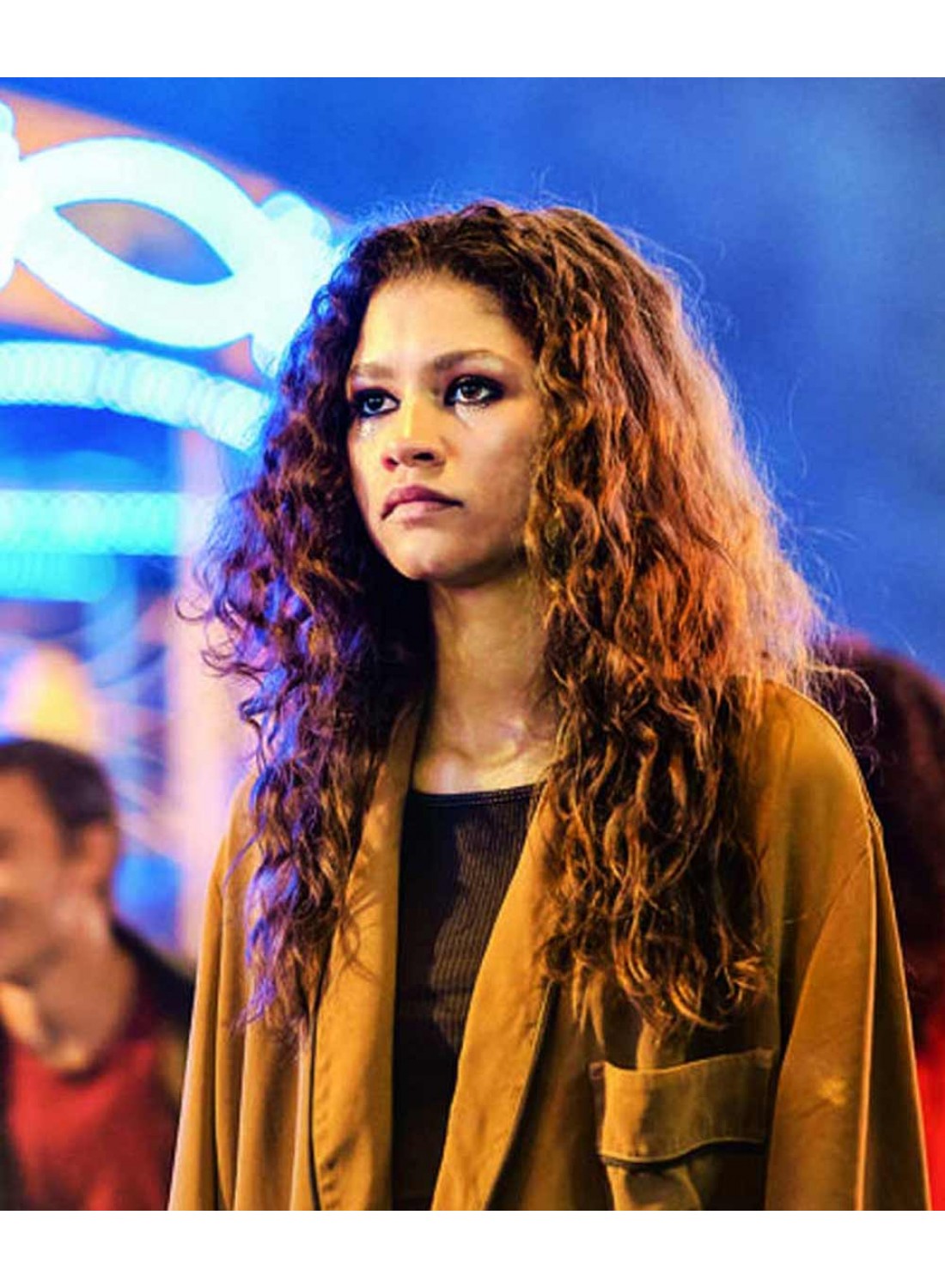 Rue Bennett Euphoria Zendaya Brown Coat