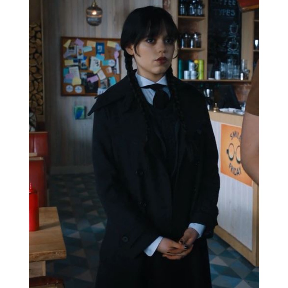 Wednesday Addams Jenna Ortega Black Trench Coat